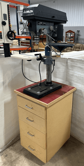 Delta woodworking machine on work bench dresser, 30 3/4"W x 25"D x 69"H ...