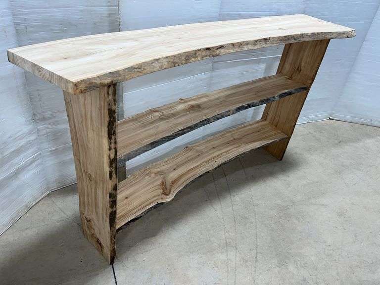 Aspen sofa table or entryway table, live edge, rough sawn, 12" to 14"W x 60"L x 30"H, size ...