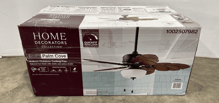 Palm Cove indoor/outdoor ceiling fan, 52", leaf shaped blades and LED ...