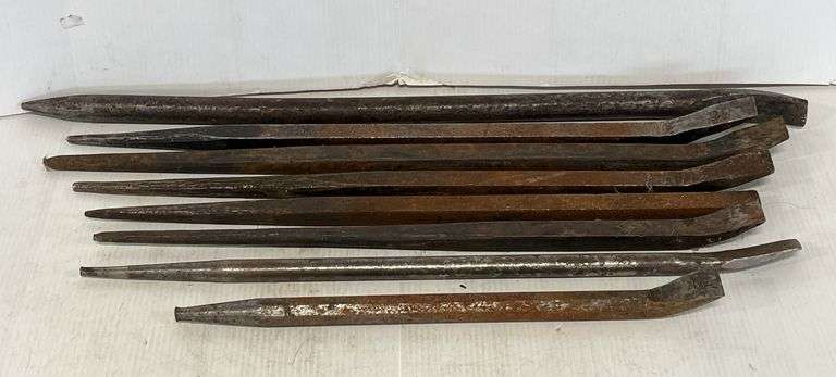 (8) Assorted crowbars, mainly squared design, heavy duty, 17" x 29"L ...