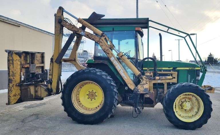 John Deere 7210 Tractor with Tiger Boom Mower, 4x4, (9400 Hours), Over ...