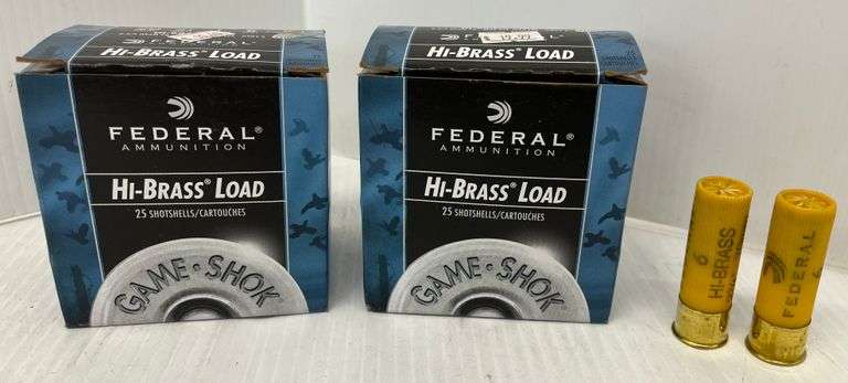 (50) Federal 20-Gauge Hi-Brass Load, 2 3/4" No. 6 Shot Shells ...
