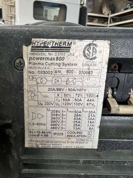 This item Selling ABSOLUTE! ~~~ Hypertherm 800 Plasma Cutter, Used to ...