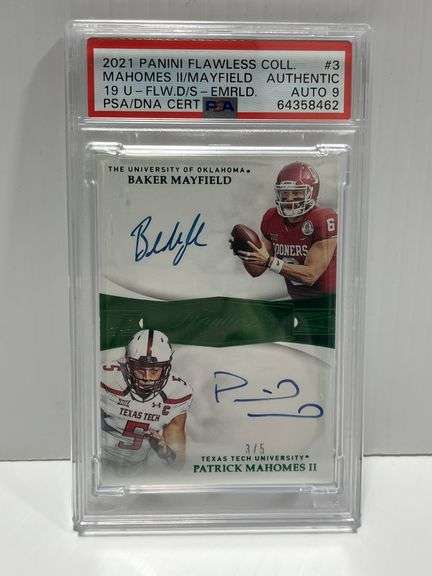 2021 Rookie dual auto football card of Patrick Mahomes and Baker ...