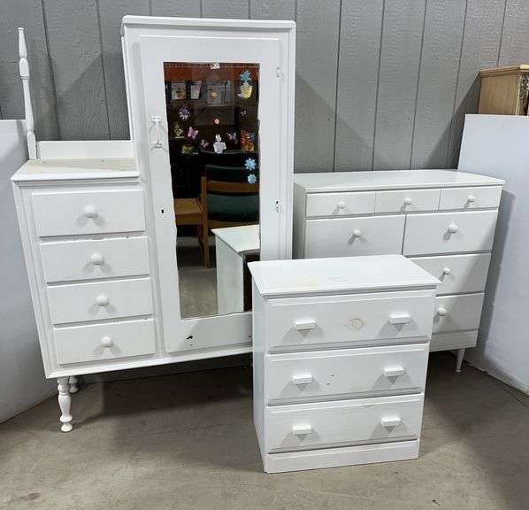 3-Pierce bedroom set, includes: Armoire- 39"W x 18"D x 5'H; Dresser- 3 ...