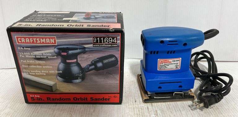 (2) Electric sanders, include: 5" Random orbit sander by Craftsman, and ...