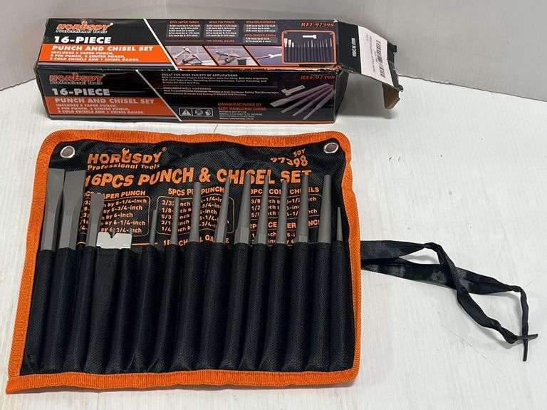 16-Piece punch and chisel set, includes: 5- Taper, 5- Pin punch, 2 ...