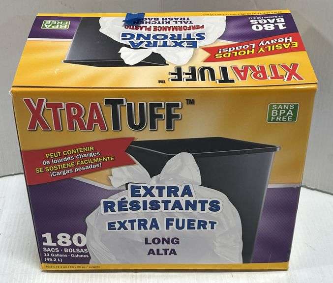 (180) Garbage bags, 13-gallons, extra-tuff, extra resistants, white in ...