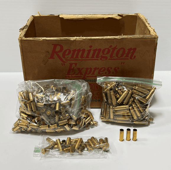 Brass shell casing in vintage Remington box, includes: (375) 40 S&W ...