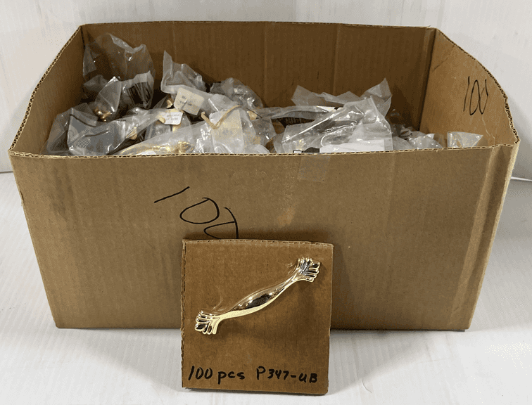 (100) Belwith bright brass cabinet door handles, no. P347UB, 4"W, new ...