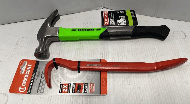Craftsman 16 oz. claw hammer with fiberglass handle, and Crescent 12 ...
