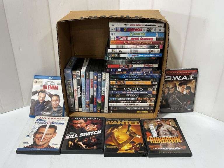 (40) DVDs, include: S.W.A.T., Wanted, Old School, Fargo, Avatar, Rising ...