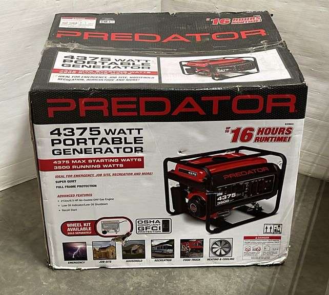 Predator 4375 Watt portable generator, NIB - Albrecht Auction Service