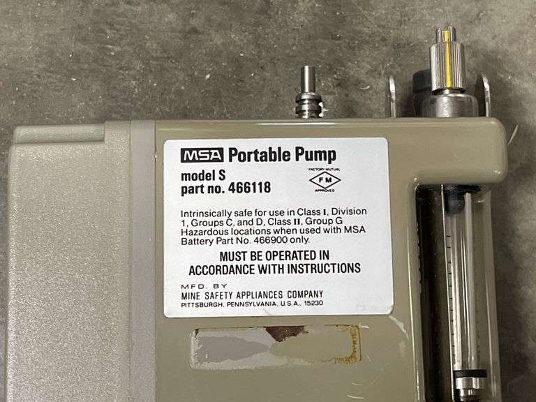 MSA portable pump, and MSA pump regulator, up to 24"W x 7"H case ...