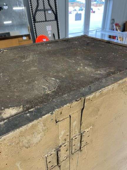 Large tan metal 2-door locker/cabinet, has spots for padlocks and air ...