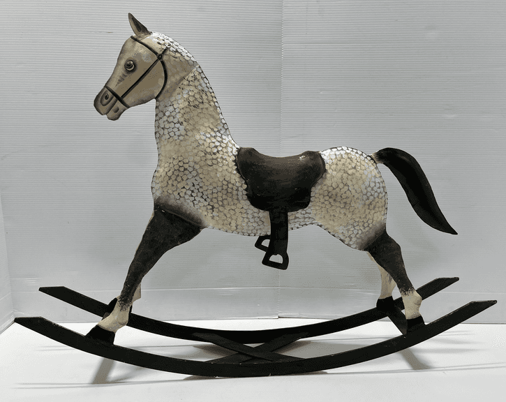 Metal rocking horse, home decor, 36"L x 26 1/2"H - Albrecht Auction Service