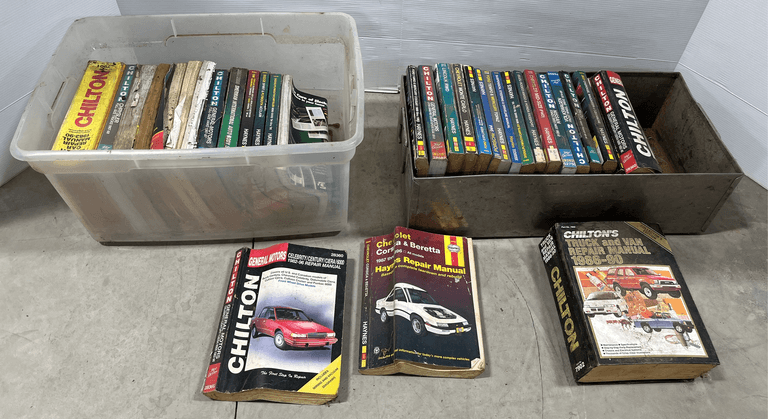 (2) Totes of Chilton Auto Repair Books - Albrecht Auction Service
