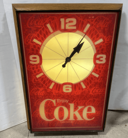 Electric "Coke" clock, lights up, 28"W x 40"L, works well, nice ...
