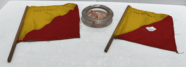 Pink divided tray dish, 7 1/2"Dia x 2"H, (2) Semaphore flags - Albrecht ...
