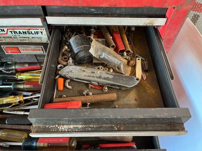 Craftsman stackable toolbox, drawers filled with tools, missing key, 27 ...
