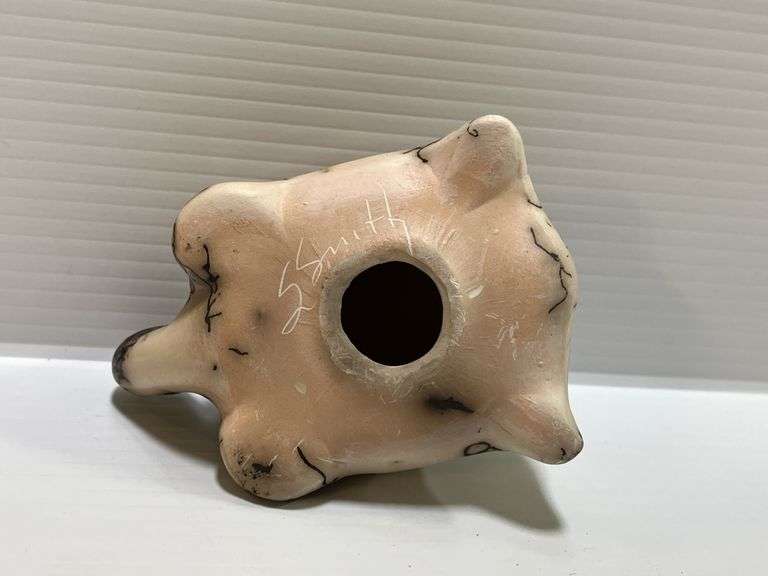 Native American turtle figurine, etched and signed S. Smith with ...