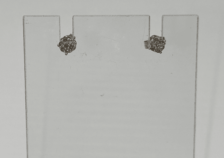 14K Natural mined diamond post earring, white gold, each post has 7 ...