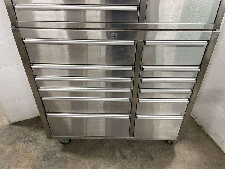 CSPS stainless steel nine-drawer rolling toolbox with flip-open top ...