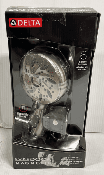 Delta "Sure-Dock" magnetic docking hand shower in chrome, 6 spray ...