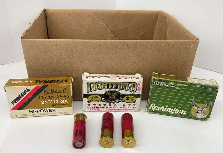 (8) Boxes of 12-Gauge Slugs with (9) Loose Slugs and (3) Loose Buckshot ...