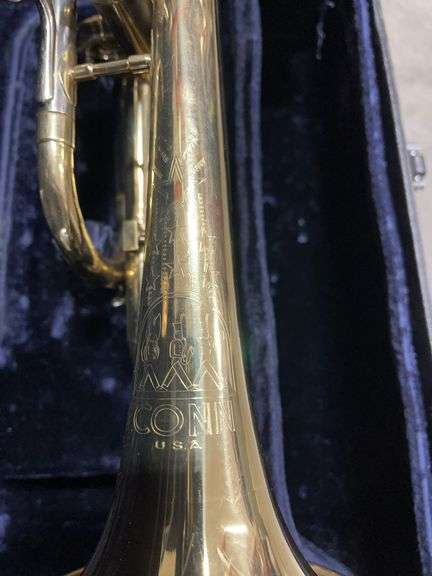 Conn Trumpet and case, case has wear, case- 17"W, looks nice, as is ...