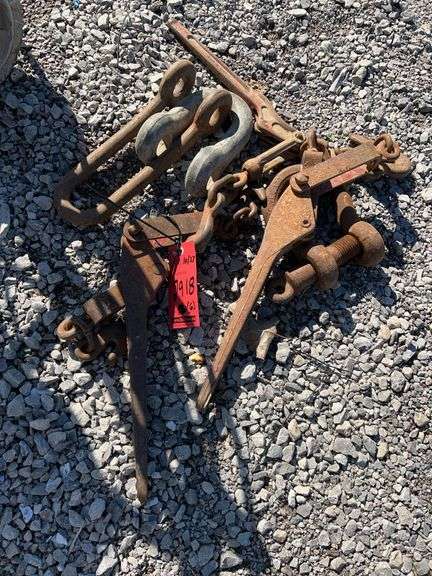 (3) Chain binders, 15" to 16" handles; (3) Clevis shackles, 4 3/4"W to ...