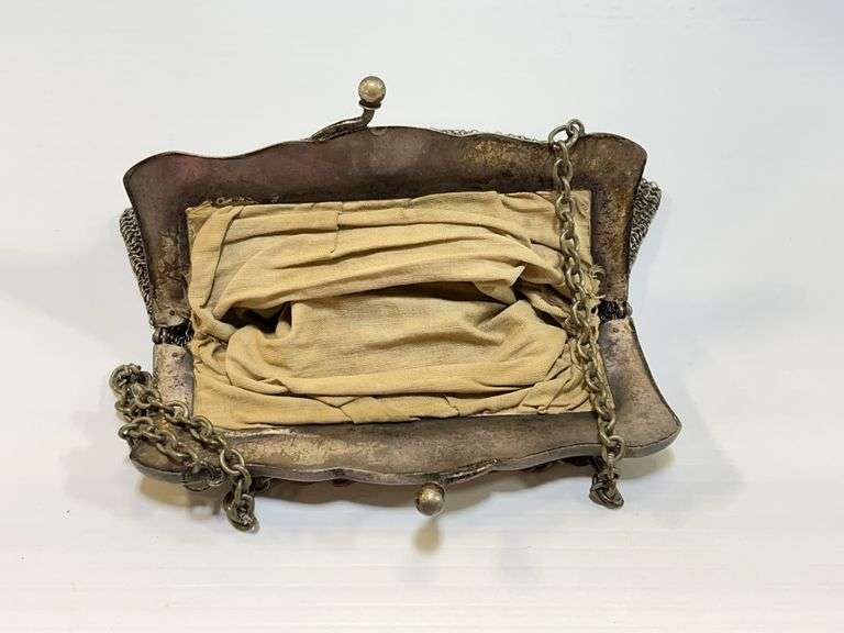 Old steel mesh purse, 5 1/4"W x 5 1/4"H, in great condition for age, as ...