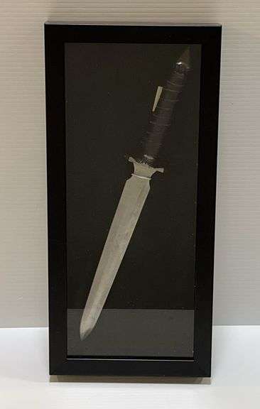 Leather wrapped handled dagger in shadow box, possibly fair; and Bairn ...