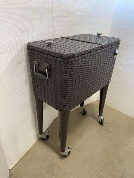4-Leg patio cooler, 24" x 13" x 33", comes on wheels, in good shape ...