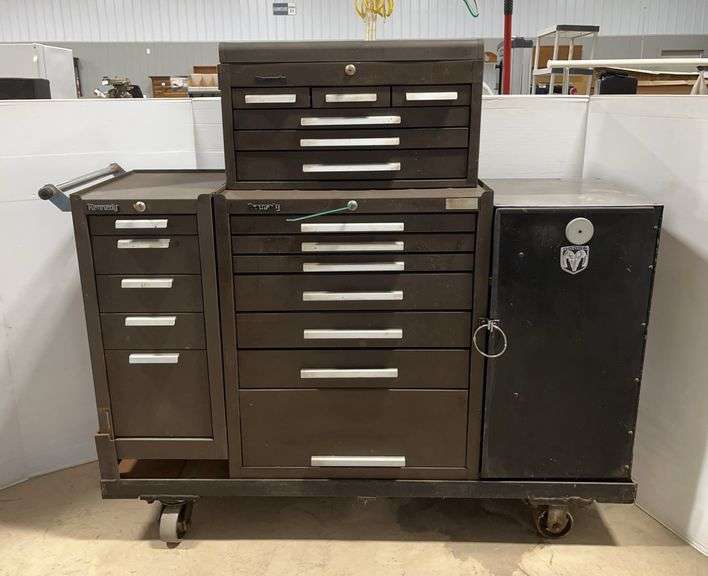Kennedy 3-compartment tool box with a side cabinet on cart, 60"W x 18"D ...