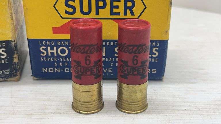 (2) Boxes of Older Shotgun Shells, Includes: 1- Super-X No. 4 Shot, and ...