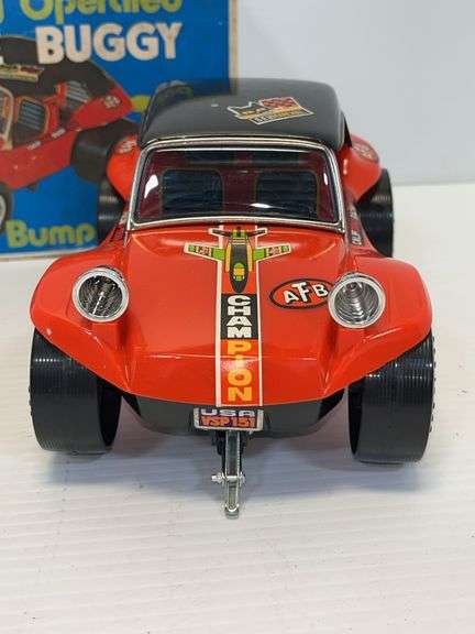 Toy Dune Buggy; Sear batter, bumper, made in Japan, Taiyo, 2 C's, box ...