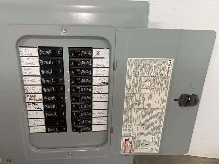 Cutler-Hammer 150 AMP secondary breaker panel, comes with (20) 15 AMP ...