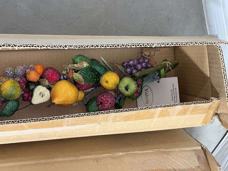 (2) Valerie Parr Hill fruit cone garland, matches topiaries fruit boxes ...