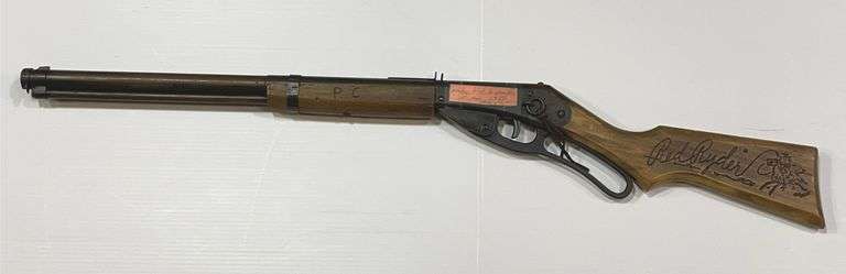 Vintage 1938 Red Ryder lever action rifle, brass finish, 3 1/2" x 36"L ...