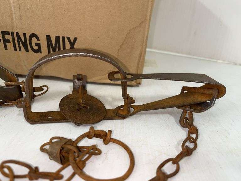 (10) Older metal animal traps, made by Blake & Lamb and Oneida Victor ...