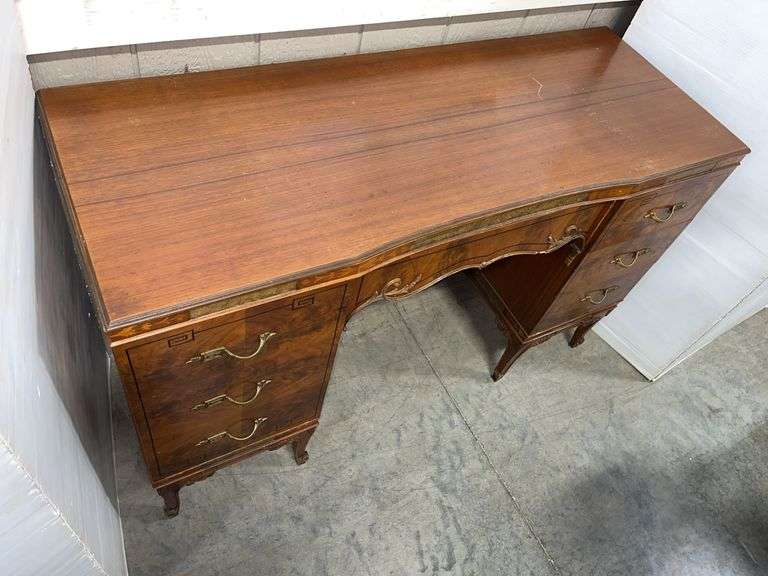 Antique vanity 7-drawer dresser, 48"W x 18"D x 31"H, some wear ...