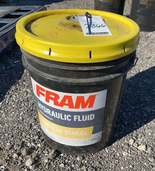 FRAM hydraulic fluid, 5-gallon, new - Albrecht Auction Service