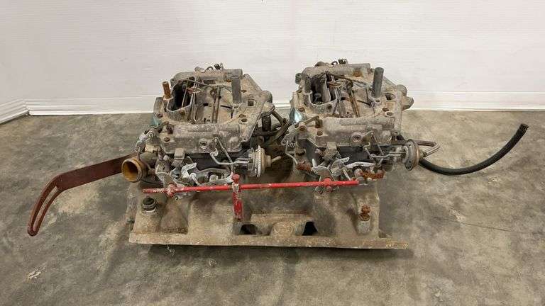 Offenhauser dual quad intake with two-carter 750 thermo quads, off of a ...