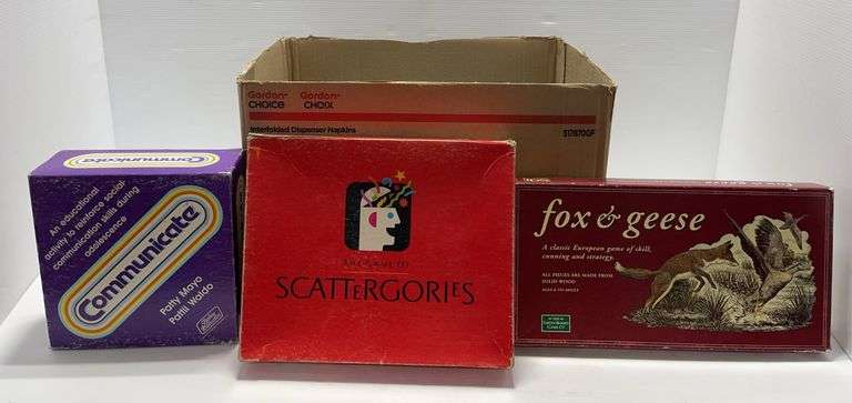 Board games, includes: Fox and goose; Bounce Back; Vugame Conflict ...