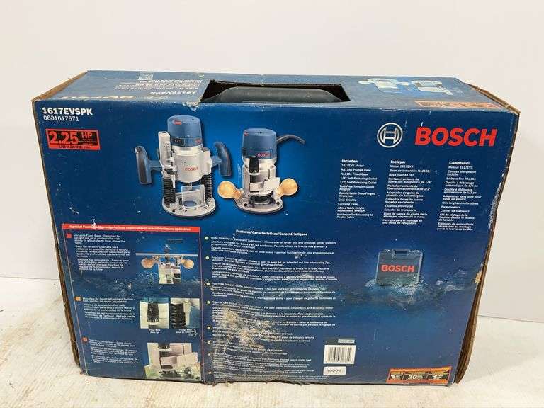 Bosch router, 2.25 HP, combo pack with 1/4" and 1/2" collets, 8,000 to ...