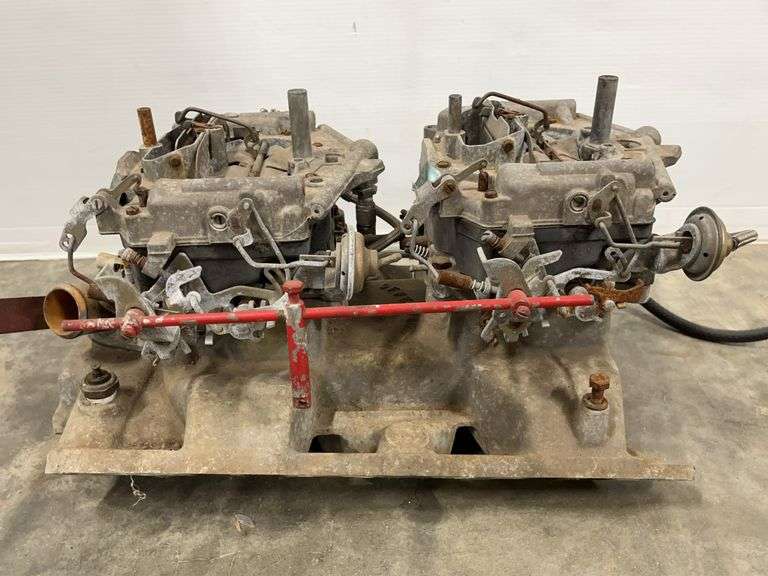Offenhauser dual quad intake with two-carter 750 thermo quads, off of a ...