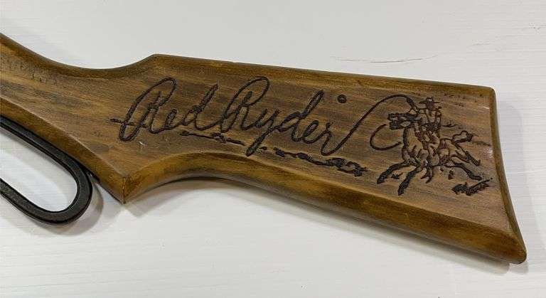 Vintage 1938 Red Ryder lever action rifle, brass finish, 3 1/2" x 36"L ...