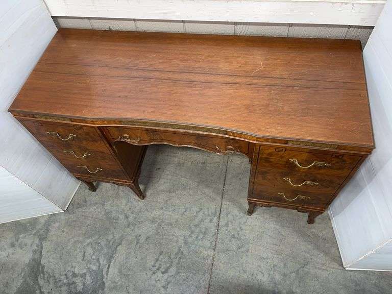 Antique vanity 7-drawer dresser, 48"W x 18"D x 31"H, some wear ...