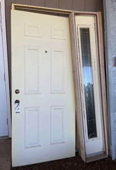 Steel 6-panel insulated exterior door, includes door jamb with hinges ...
